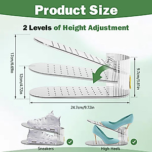 PureSprout Shoe Slot Organizer,Adjustable Shoe Stacker for a Pair of Shoes,Shoe Holder Space Saver,Double Deck Shoe Riser Shoe Rack,Shoe Organizer for Closet(10-Pack Clear)