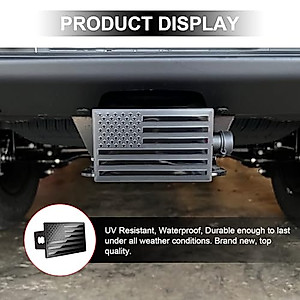 ZBGUN 2 PCS American Flag Car Tow Hook Dust Plug, 2In Heavy Metal Anti-Theft Trailer Hitch Lock with 2 Keys, Universal Durable Square Truck Trailer Receiver Protective Accessories for Car SUV (Black)