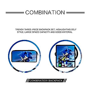 SUONI 3 Pcs Backpack Set for Boys Girls Adult,Backpack with Shoulder Bag Pencil Case 1, One Size