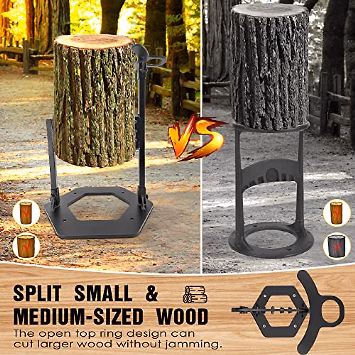 FANFX Heavy Duty Double Wedge Kindling Splitter for Wood Log Splitter Wedge Firewood Kindling Splitter Upgraded Fireplace Manual Log Splitter XL