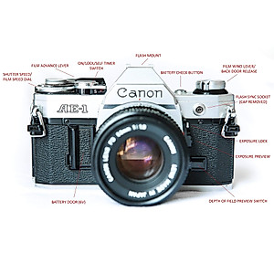 Vintage Canon AE-1 35mm SLR Camera with 50mm 1:1.8 Lens (Renewed)