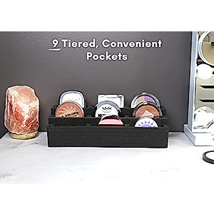 Polar Whale 4 Compact Organizer 3-Tier Stands Premium Durable Black Foam Tray Washable Waterproof Insert Storage for Home Bathroom Bedroom Cosmetic 11.4 x 4.9 x 3 Inches 9 Compartments