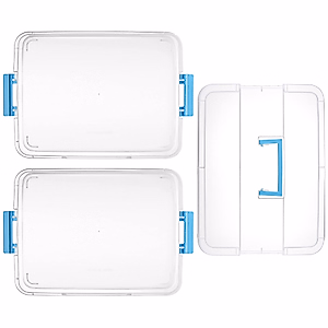 Yesland Large 2 Layer Stack & Carry Box - 13.75 x10 x 7.5 Inch Plastic Stackable Craft Storage Box Container with Handle - Portable Organizer Box for Stationery, Sewing, Art Craft, Jewelry,