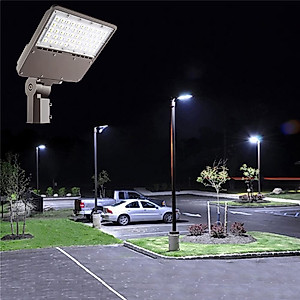 100W Outdoor LED Parking Lot Light with Adjustable Slip Fitter Mount, 5000K LED Area Light with Dusk to Dawn Photocell, 100-277V 14000LM [400W-600W HPS/HID Equiv] ETL LED Commercial LED Flood Light