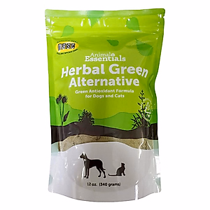 Animal Essentials Herbal Green Alternative for Dogs & Cats - Super Greens Powder Herbal Supplement with Spirulina, Antioxidants, Chlorophyll - 12 Oz