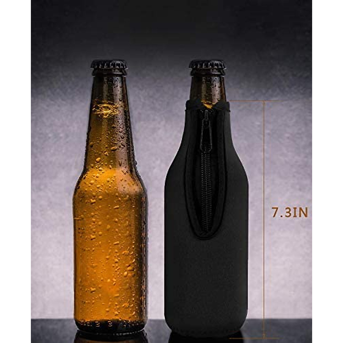 4 Pcs Beer Bottle Insulator Sleeve Different Color. Zip-up Bottle Jackets. Keeps Beer Cold and Hands Warm. Classic Extra Thick Neoprene with Stitched Fabric Edges, Enclosed Bottom, Perfect Fit