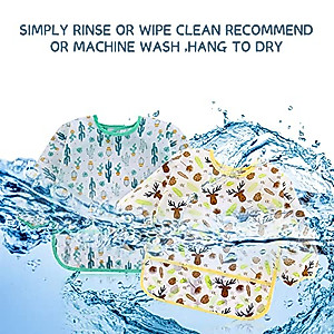 Haimoburg 5 Pcs Long Sleeved Baby Toddler Bibs Waterproof Sleeved Bib 3-24 Months