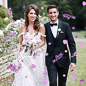 WenmthG 2.11 oz/ 60 g Purple Love Just Married Confetti, 800Pcs Wedding Table Confetti Decoration, Engagement Party Decorations, Glitter Confetti for Bridal Shower Wedding Bachelorette Party Couples