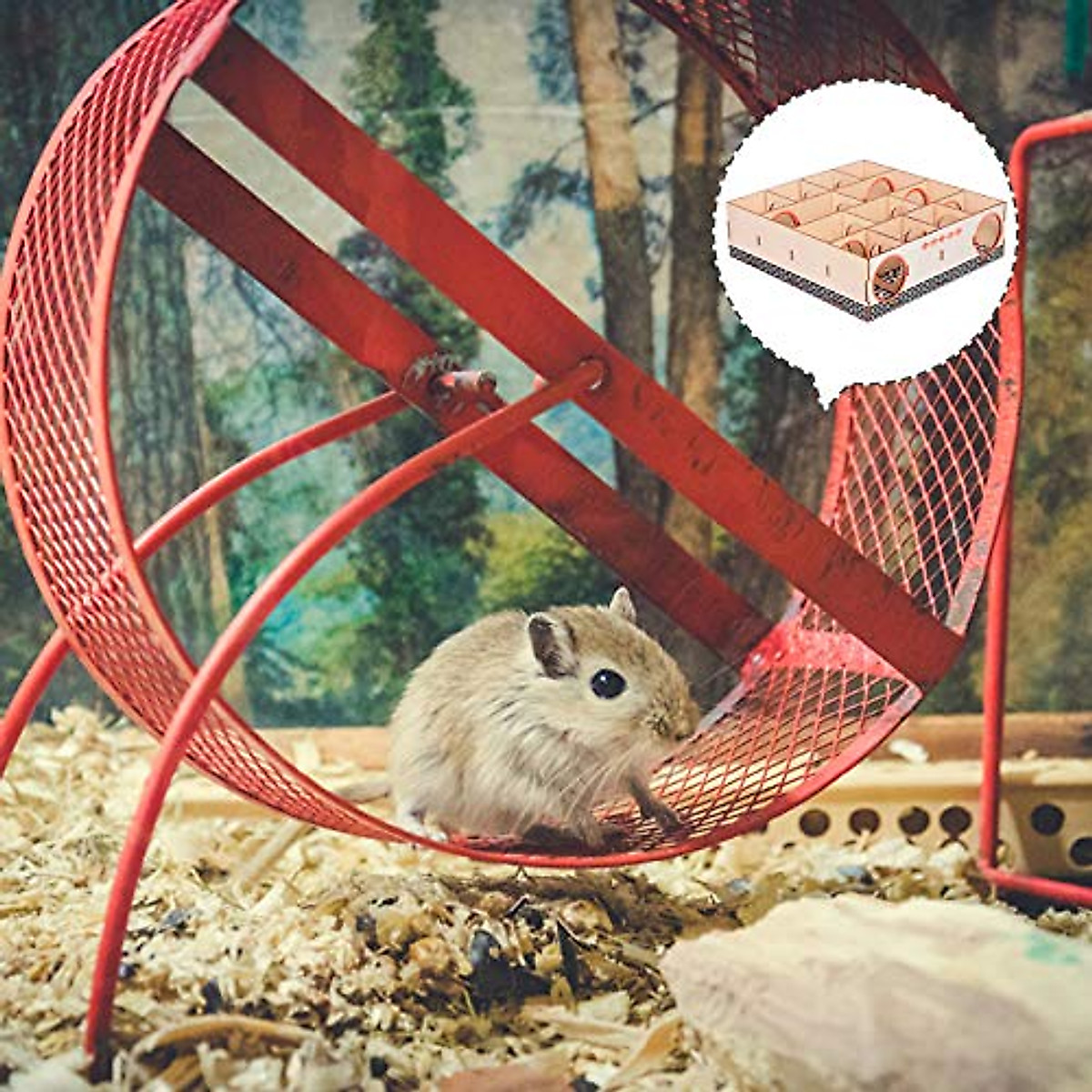 Hemobllo Hamster Wooden House, Hamster Maze Tunnel Toy, Small Pet Animals Activity Gerbil Labyrinth Dwarf Hamster Play Toys Maze Tunnel Mice Wooden Funny Toy Hamster Tubes
