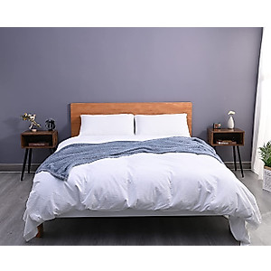 RokiaTek Nightstand Table with Open Storage Bedroom Bedside Table with Steel Legs, Mid-Century Modern Simpe End Side Table, Rustic Brown and Black