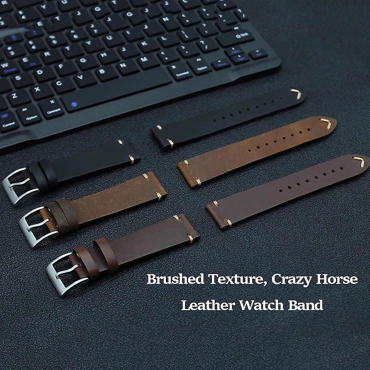 Niziruoup Watch Band Top Grain Leather Strap 19mm 20mm 21mm 22mm Vintage Quick Release Crazy Horse Oiled Leather Watch Strap Bracelet Genuine Replacement Band for Men Women, Leather, Black