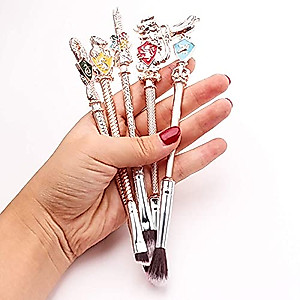 Potter Makeup Brush Set for Women with Gift Bag 5pcs Metal Magic Eye Shadow Eyeliner Blending Pencil Lip Brush Beauty Tools (Rose Gold)