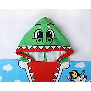 Athaelay Kids Towels with Hood for Bath Beach Pool Toddler Hooded Towel Poncho Swim Cover-ups with Drawstring Bag (Alligator)