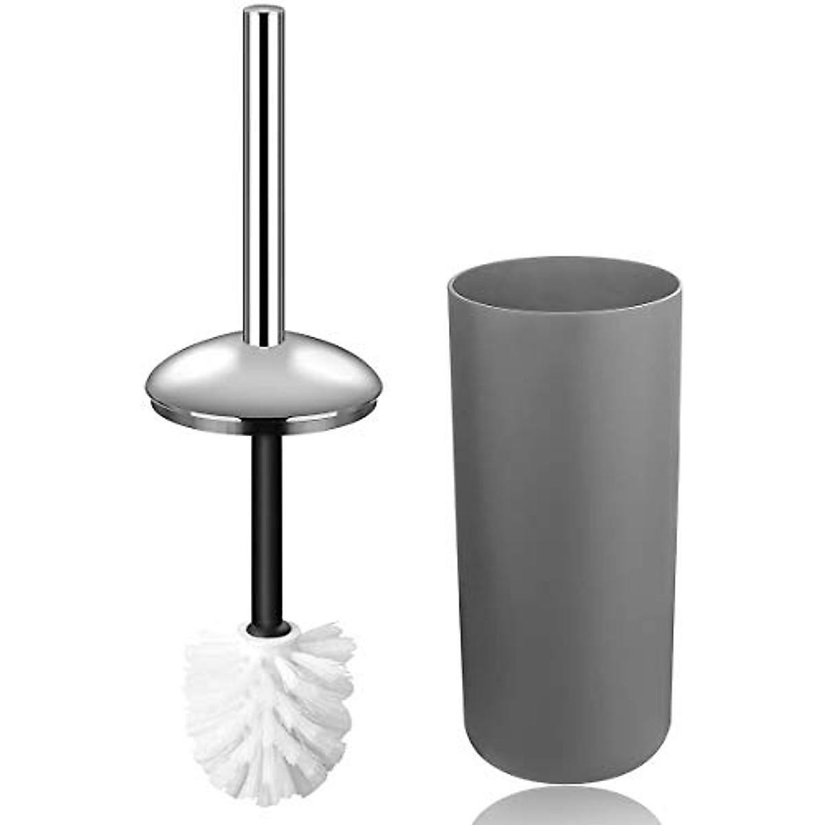 6 Pcs Plastic Bathroom Accessory Set Luxury Bath Accessories Bath Set Lotion Bottles, Toothbrush Holder, Tooth Mug, Soap Dish, Toilet Brush, Trash Can, Rubbish Bin (Grey)