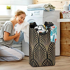 Laundry Hamper Art Deco Design Laundry Basket Collapsible Storage Bin with Handles for Clothes Washing Bedroom Organizer Toy Collection