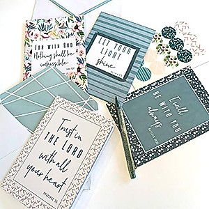 4x6 Blank Christian Greetings Bible Verse Scripture Cards with Envelopes and Matching Stickers, Boxed Set of 20 Religious Inspirational Cards in 5 Unique Designs by Nora's Nursery