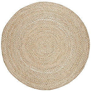 SAFAVIEH Natural Fiber Round Collection 10' Round Ivory NF804B Handmade Boho Charm Braided Jute Area Rug