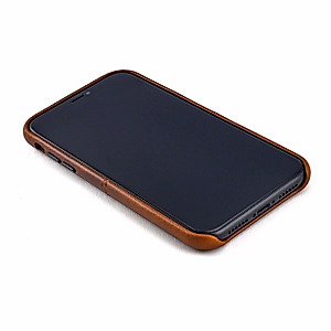 Dockem M1 Card Case for iPhone XR (6.1"): Slim Genuine Leather Wallet Case with Built-in Metal Plate for Magnetic Mounting and Lay-Flat Card Slot: Virtuosa [Brown]