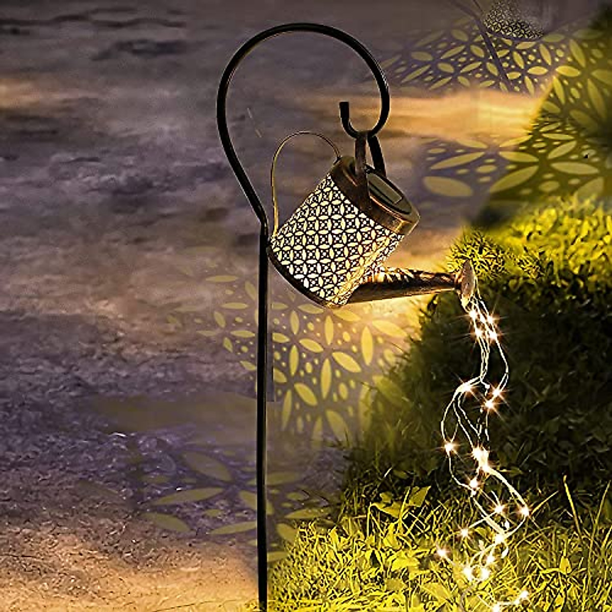 IERKEIE Solar Garden LED Light, Hollow Watering Can Lights Outdoor Decoration, Garden Stake Light for Pathway Yard Lawn Patio Landscape Decor