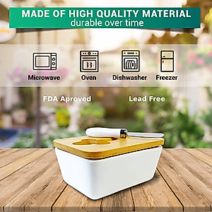 Xabono Butter Dish with Lid and Knife, Perfect Kitchen Decor, Ideal Kitchen Gifts for Families Butter Container with Knife, Fridge, Microwave and Dishwasher Resistant