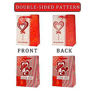 4 Pcs Valentines Day Gift Paper Bags with Handles, Creative Unique Valentines Day Gift Bags for Anniversary