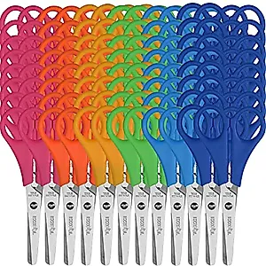 Scissors Bulk for Kids, EZZGOL 96 PACK 5” Safety Blunt Tip Student Scissors, 6 Assorted Colors Kid Craft Scissors for Cutting Regular Paper,Construction Paper,Cards
