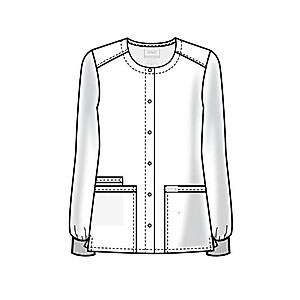 Snap Front Scrub Jackets for Women, Workwear Professionals Soft Stretch WW340, L, Navy