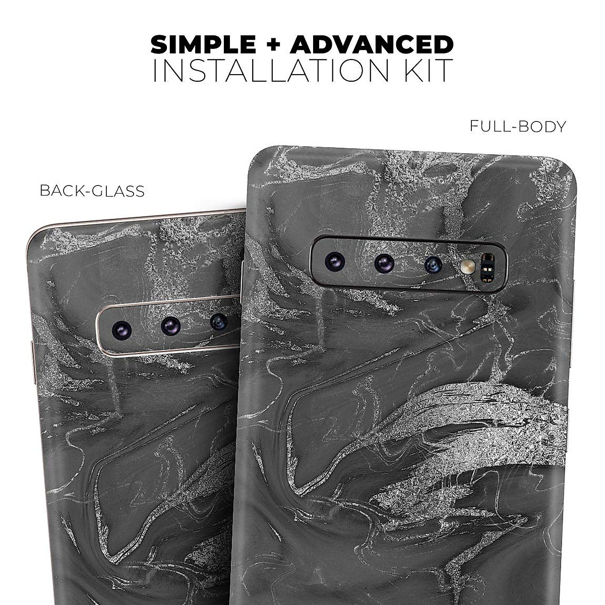 DesignSkinz Black & Silver Marble Swirl V7 2 Protective Vinyl Decal Wrap Skin Cover Compatible with The Samsung Galaxy S20 (Screen Trim & Back Glass Skin)