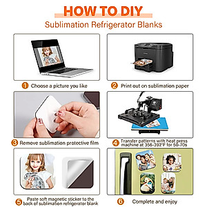 48 PCS Sublimation Blank Fridge Magnets for Refrigerator, Sublimation Printing Blank and Magnetic Sticker, DIY Magnetic Fridge Magnet for Home Kitchen Microwave Wall Door Decor (6 x 6cm, 5 x 7.5 cm)