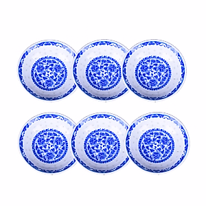 Fashion & Lifestyle Blue and White Floral Ceramic Dip Bowls Set, Porcelain Dip Mini Bowls Soy Sauce Dish, dipping Bowls, Appetizer side dishes for party, family,set of 6