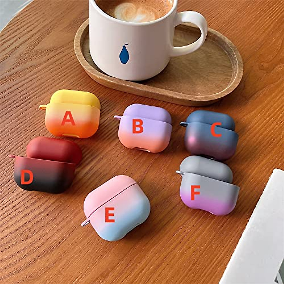 Graduated Color Hard Plastic Protective PC Case Cover Sleeve Compatible with Lenovo thinkplus LP40 Earbuds, Frosted Touch Feel Protective Skin Sleeve with Carabiner (C)