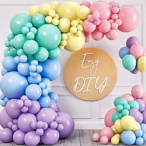 100pcs Pastel Balloon Garland Kit – Pastel Rainbow Balloon Arch – Small and Large Pastel Balloons for Pastel Birthday Decorations – Unicorn, Spring, Macaron, Easter, Donut & Ice Cream Party Balloons