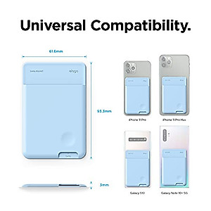 elago Phone Card Holder - Secure Phone Wallet, Ultra Slim Card Holder for Back of Phone, 3M Adhesive ID Card for iPhone, Galaxy and Most Smartphones [Pastel Blue]