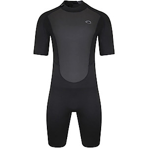Typhoon Mens Storm3 3/2mm Back Zip Shorty Wetsuit - Black Graphite - Easy Stretch - Flatlock Seam Construction