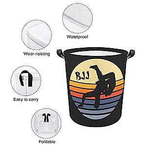 Jiu Jitsu Brazilian Retro Laundry Basket Hamper Bag Dirty Clothes Storage Bin Waterproof Foldable Collapsible Toy Organizer for Office Bedroom Clothes Toys Gift Basket
