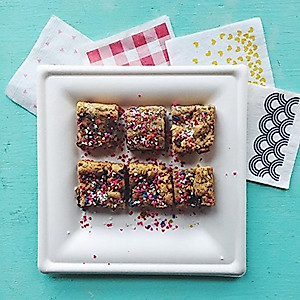 Susty Party 6-Inch Compostable Square Plates (50-Count), Sugarcane Heavy Duty Disposable Biodegradable Plate for Dessert, White