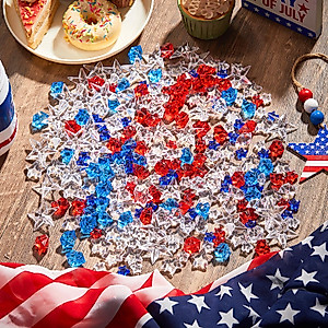 Deekin 240 Pcs Mini Patriotic Acrylic 4th of July Red White Blue Acrylic Beads for Vase Filler Ice Rocks Star Crystals Gems Table Scatter Independence Day Party Wedding Crafts Decoration Display