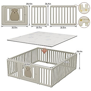 BanaSuper Baby Playpen Large 14-Panel Playard with Play Mat Safe Indoor Baby Fence for Toddlers Sturdy Kids Activity Center with Gate 78.7" x 70.9" x 26.4" 38.7 sq.ft