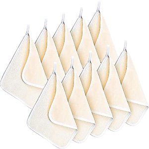 10 Packs Exfoliating Face and Body Wash Cloths Towel Weave Soft Bath Cloth Exfoliating Scrub Cloth Massage Bath Cloth for Women and Men (White Edge)