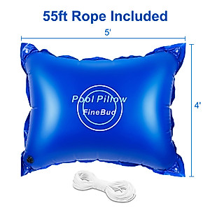 FineBud 4’x5’ Pool Pillows for Above Ground Pool, Winter Pool Pillow Extra Durable 0.4 mm, Pool Air Pillow Super Strong & Cold Resistant, Pool Cover Air Pillow Easy Centering, Rope Included(55ft)
