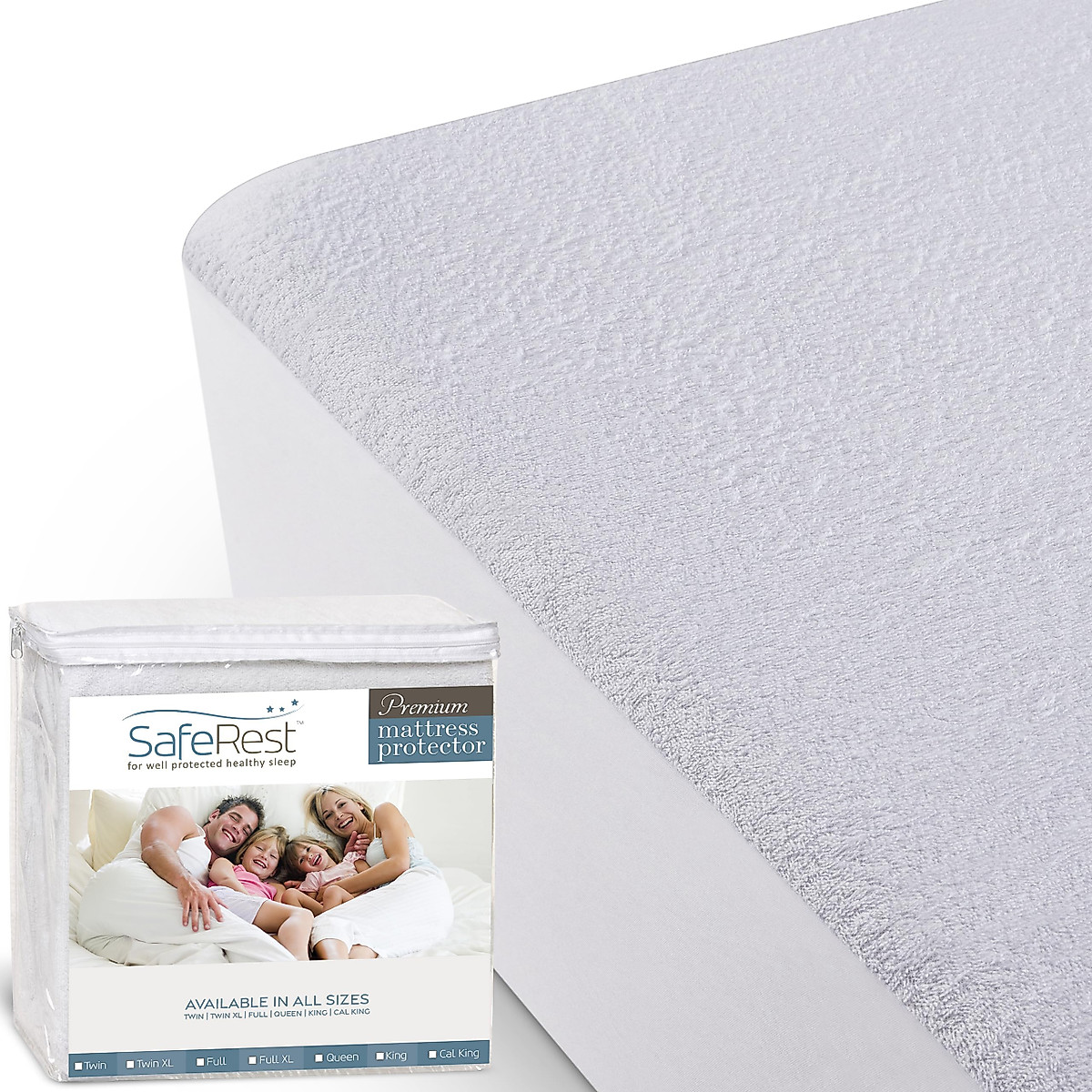 SafeRest 100% Waterproof Twin XL Size Mattress Protector - College Dorm Size for Back to School - Machine Washable Cotton Mattress Cover for Bed - Perfect Bedding Airbnb Essentials for Hosts