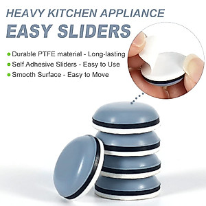 Appliance Sliders, 16pcs Self Adhesive Small Kitchen Sliders Teflon Appliance Mover for Countertop Stand Mixer, Coffee Maker, Air Fryer, Food Processor,Pressure Cooker