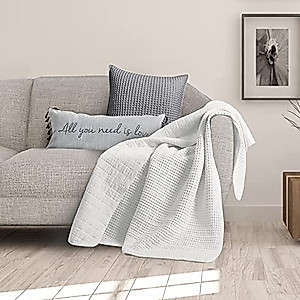 Levtex Home - Mills Waffle - Throw - Bright White Cotton Waffle - Throw Size 50 x 60in.