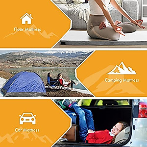 Memory Foam Camping Mattress Portable Travel Sleeping Pad Floor Guest Bed Tent Mattress Removable Waterproof Cover Travel Bag CertiPUR-US (Single (Small))