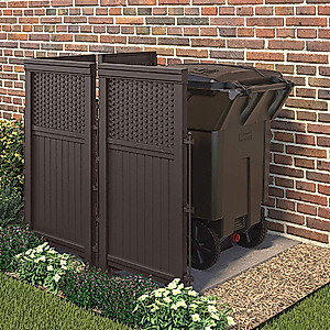 Suncast 4 Freestanding Wicker Resin Reversible Panel Outdoor Screen Enclosure, Brown, 23"