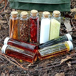 Ivyoiux Spice Jar with Storage Bag Food Seasoning Bottle Salt/Sugar Holder Jar Gadget for Outdoor Camping Picnic 9Pcs Green