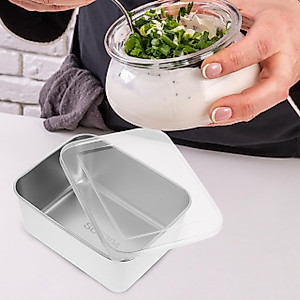 BESTonZON 4pack Stainless Steel Square Boxes, Stainless Steel Food Storage Box Container with Leak Plastic Lid, Food Storage Containers for Fruit Vegetables Snack Food, Dishwasher Safe