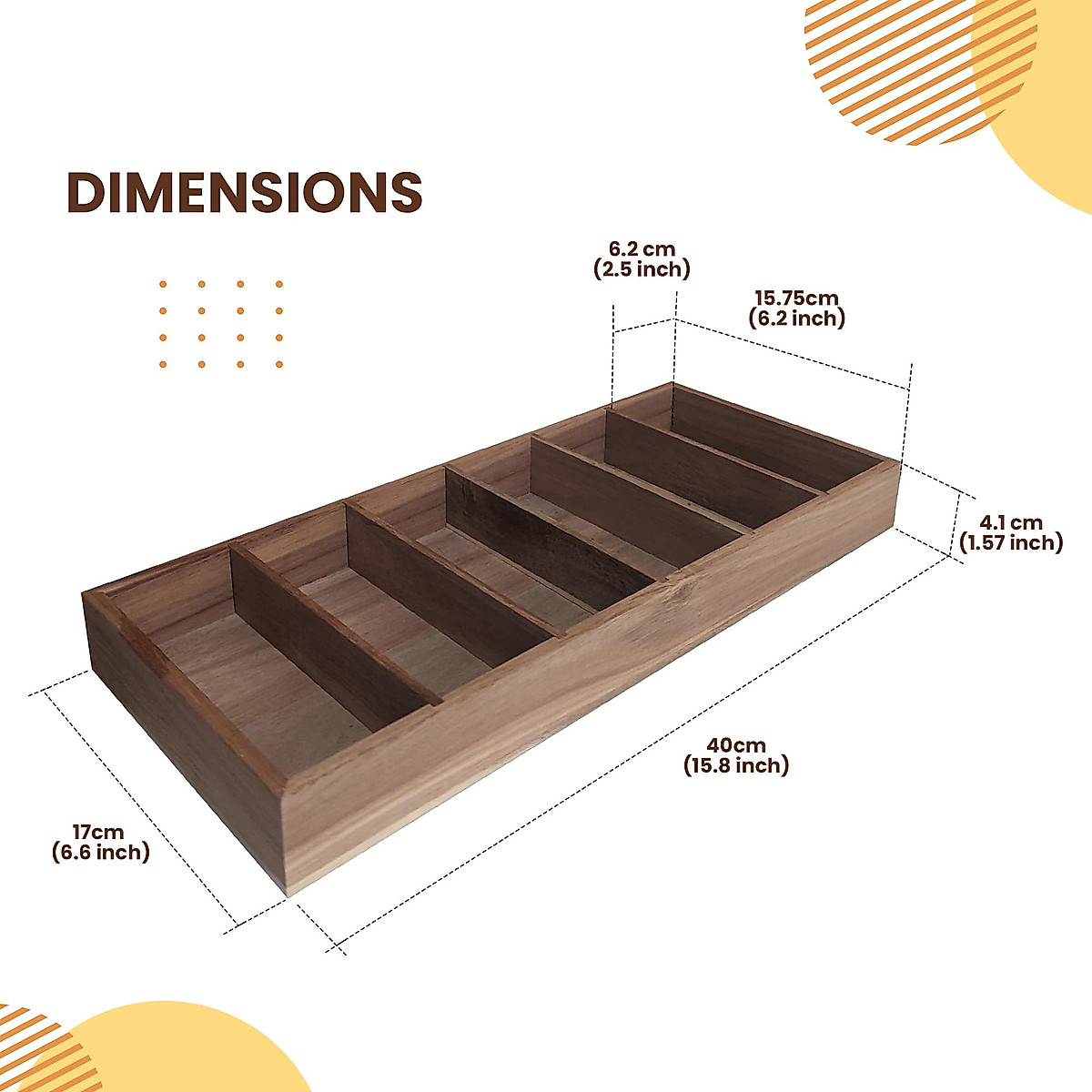 House Tricks CatchAll Tray for Entryway Table - Sunglass Drawer Organizer Tray with Removable Dividers to Storage Wallet/Watches/Keys/Cellphones (Acacia)