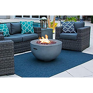 AKOYA Outdoor Essentials 30" Fiber Concrete Outdoor Propane Gas Fire Pit Table Bowl in Gray