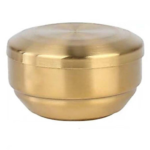 WDXIN Korean Stainless Steel Rice Bowl Traditional Metal Insulated Ramen Bowl with Lid,Round & Unbreakable Bibimbap Bowls(L-With lid,gold)